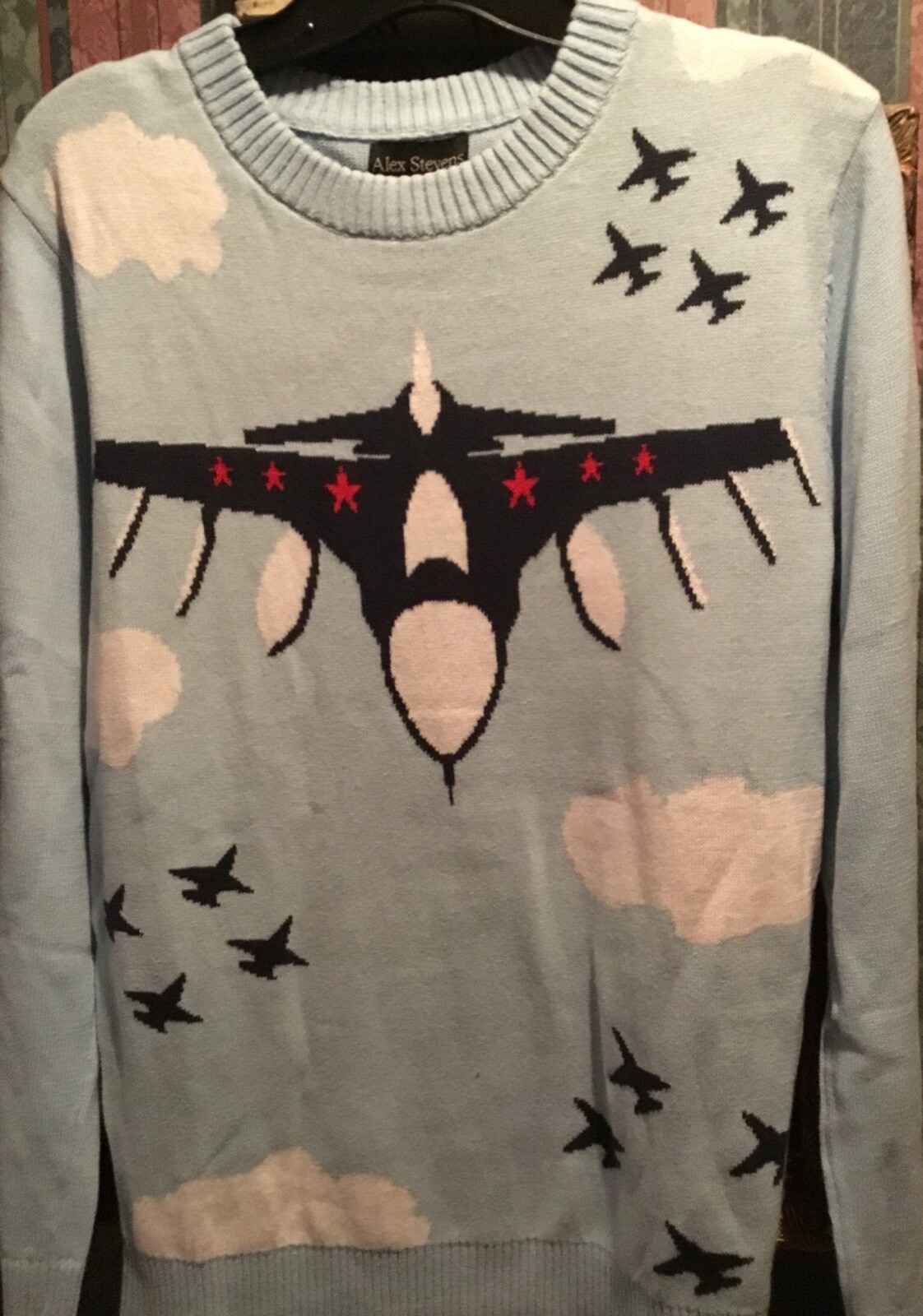 ALEX STEVENS AIRPLANE Sweater Mens L Air Force Army Navy Flight ...