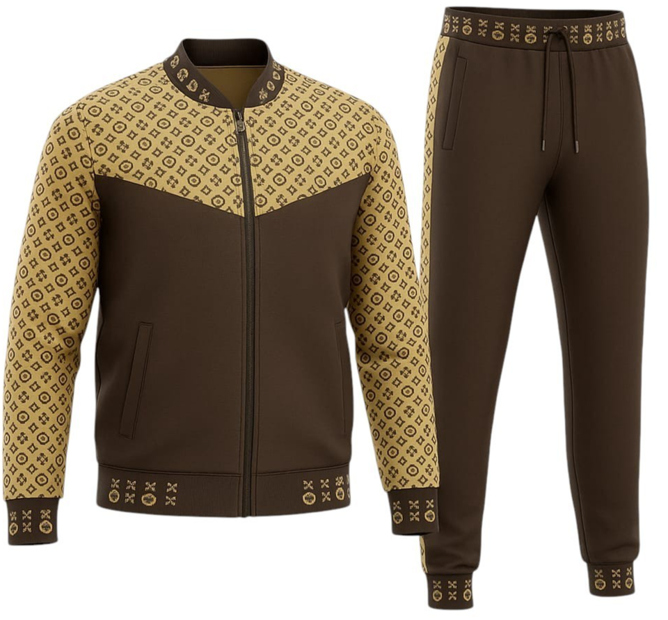Men’s Designer Cubical Printed Tech Full Matching Jogging Suit Top ...