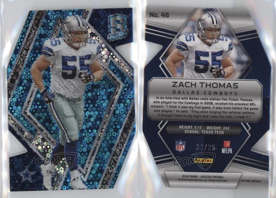 2018 Panini Spectra Neon Blue Prizm Die-Cut 33/35 Zach Thomas (Cowboys ...