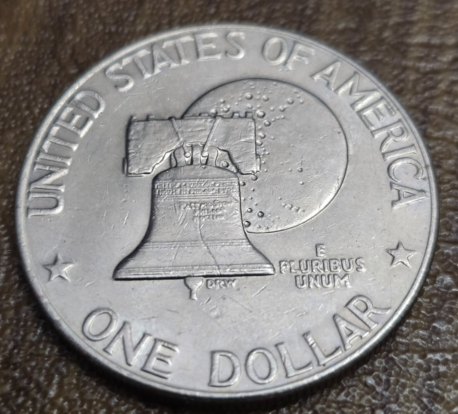 1776-1976 Eisenhower Bicentennial Dollar Bell Moon Coin Type 2 Filled D ...