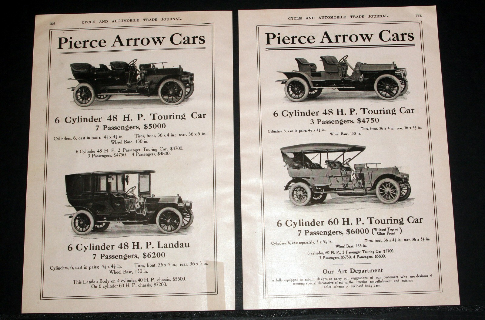1908 OLD MAGAZINE PRINT AD, THE 1909 PIERCE ARROW TOURING CAR, LANDAU ...
