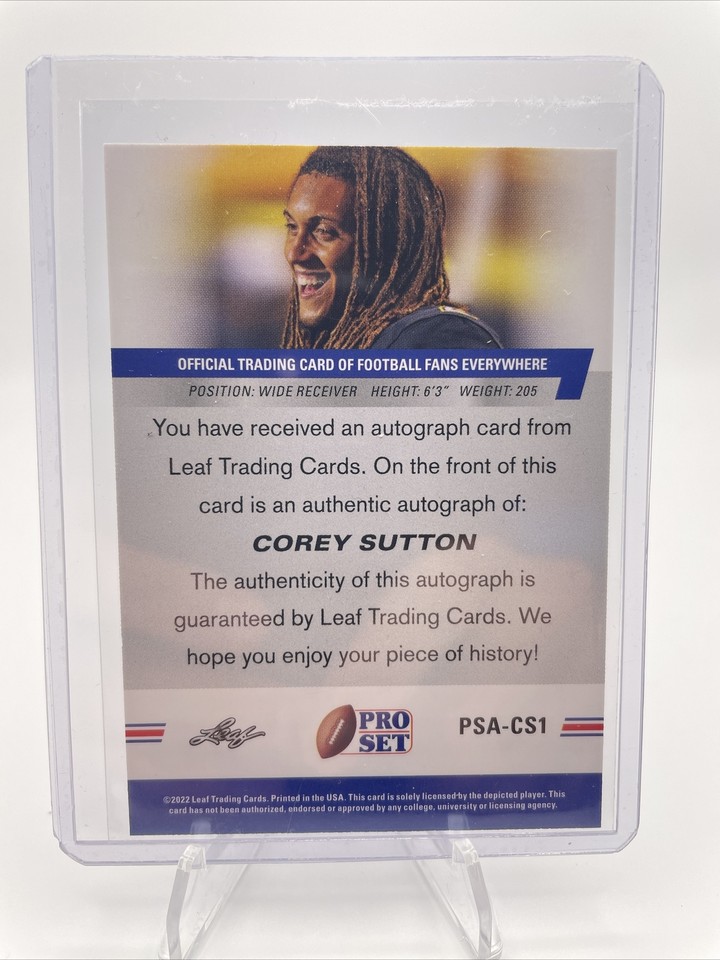 2022 Leaf Pro Set Auto Red XRC Corey Sutton RC # PSA-CS1 Denver Broncos ...