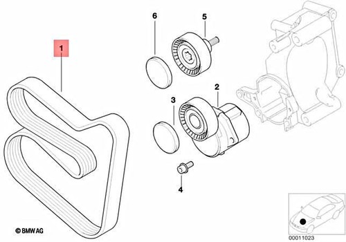Genuine BMW E36 E46 Z3 Cabrio Coupe V Ribbed belt 6PK X 1733 OEM ...