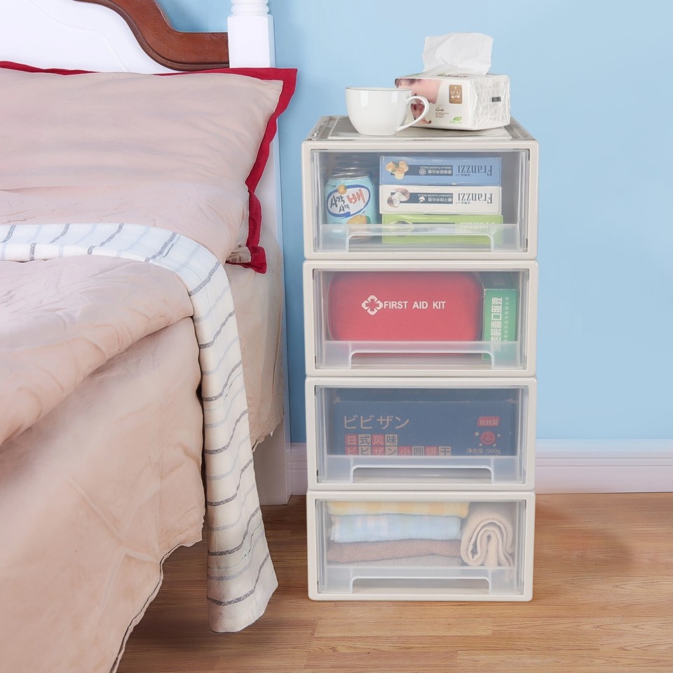 4 Packs 18 Quart Plastic Stacking Storage Drawers, Large Stackable ...