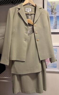 Kasper Petite size 4P Light Gree/Gray 3- suit dress with Jacket vest ...