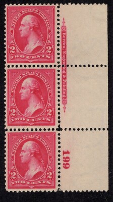 U.S. - 267 - Plate Number/Imprint Strip of 3 (199) - Backwards ...