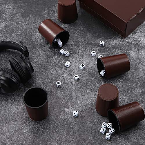 Leather Dice Cup Set, 6 Leather Dice Cups+30 Dice+1 Folding Tray ...