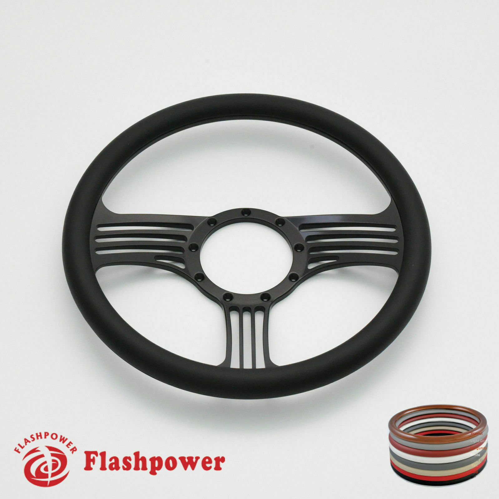 15.5" Billet Steering Wheel Black Half Wrap GTO Chevy Ididit Flaming ...