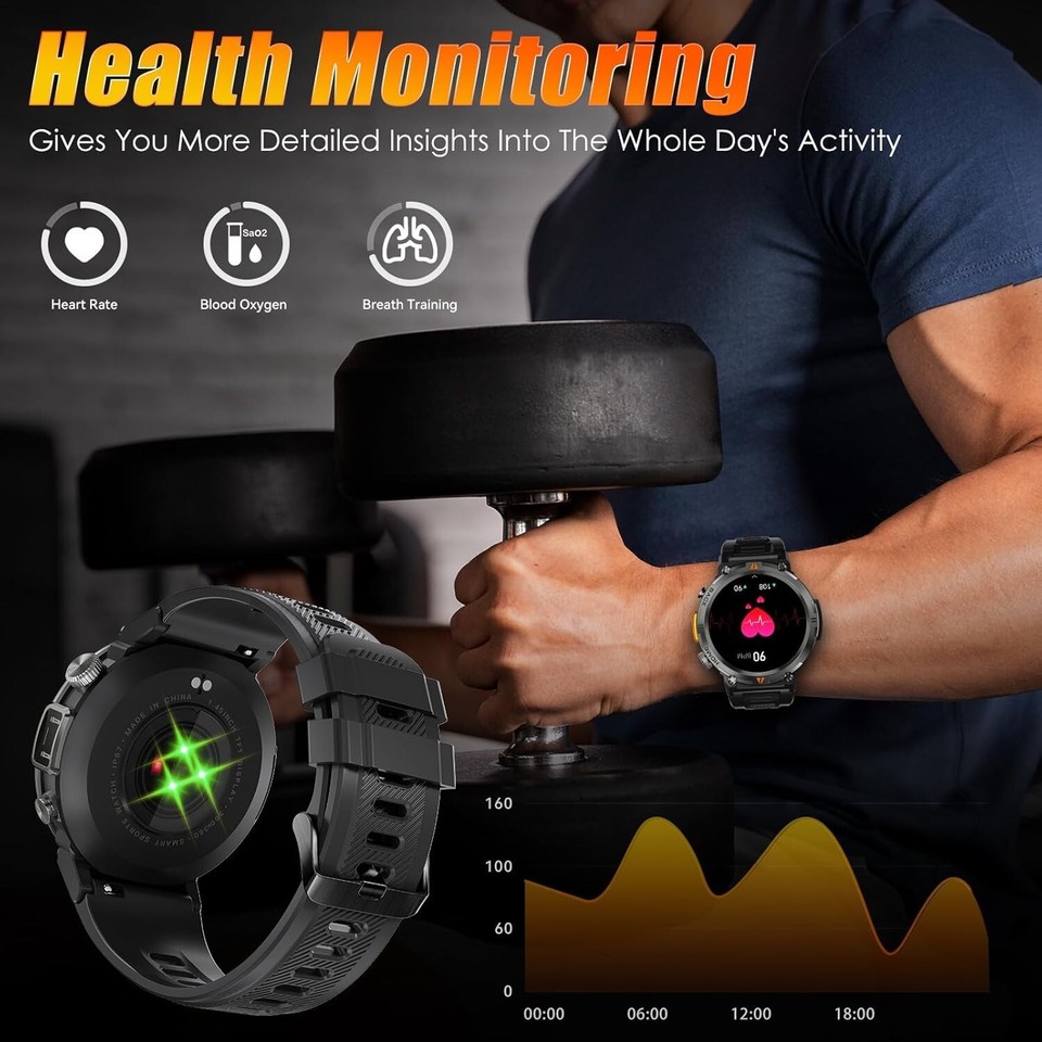 EIGIIS - Sports Smart Watch for Men with LED Flashlight, jello EEIGIIS ...