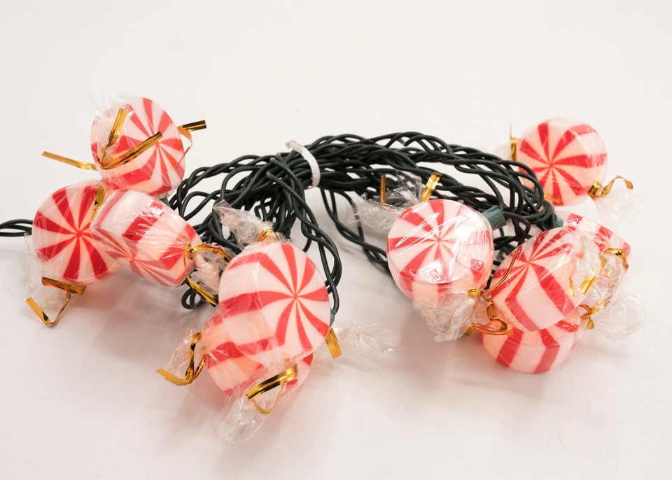 Vintage 2002 Peppermint Candy Christmas 10 String Light Set Blow Mold ...