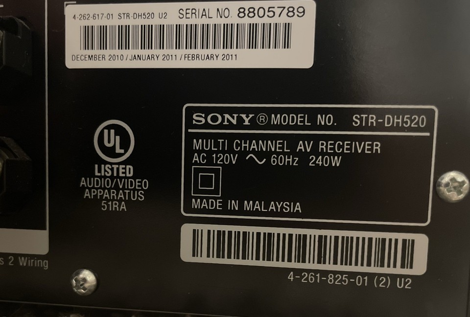 Sony STR-DH520 7.1 Multi-Channel Audio Video Stereo Receiver | Tested ...