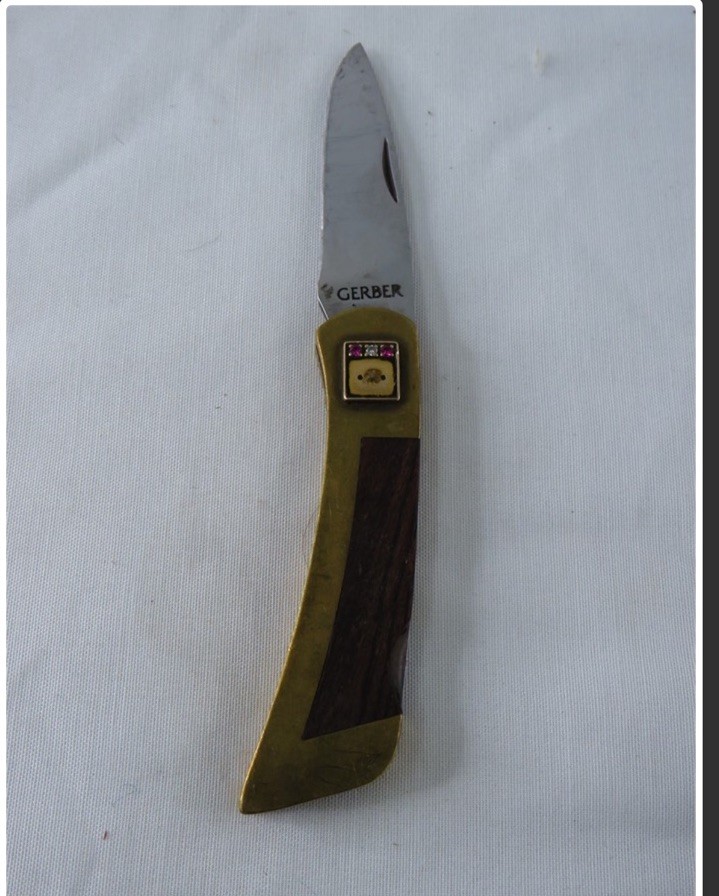 Vintage GERBER SPORTSMAN 97223 KNIFE Wooden Handle | eBay