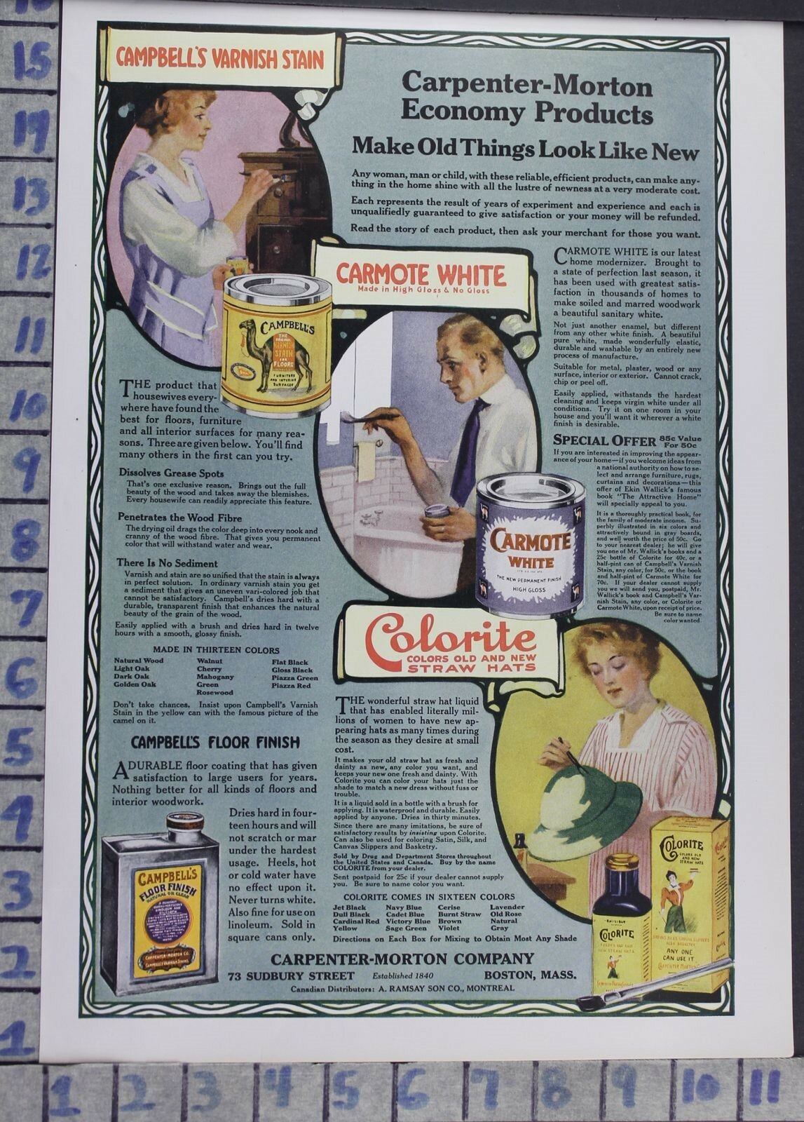 1918 CAMPBELL COLORITE PAINT STAIN VARNISH HOME DECOR VINTAGE ART AD ...