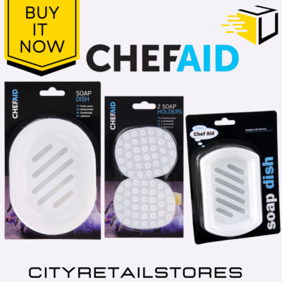 Chef Aid Soap Holder Dish Box 2 Suction Cups Bathroom Organizer Soap ...