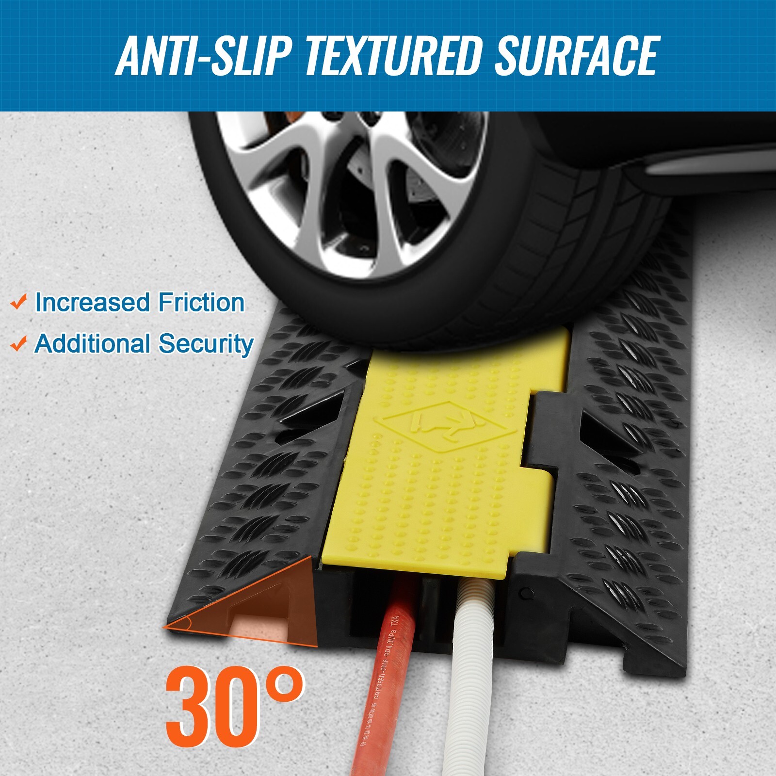 VEVOR 3Pcs Cable Protector Ramp 2Channel Rubber Electrical Wire Cover ...