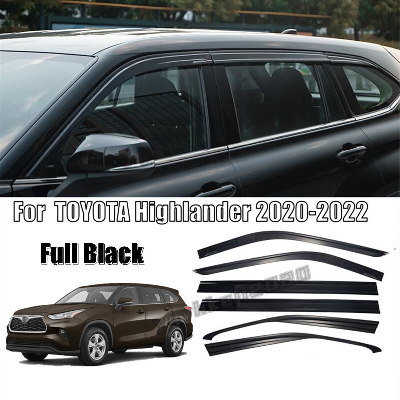 Black Window Visor Vent Shades Sun Rain Guard*6X For TOYOTA Highlander ...