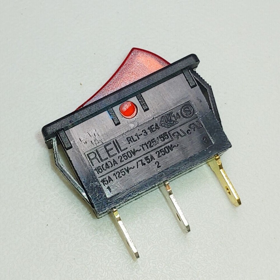 RLEIL RL1-3 1E4 Power On Off Rocker Switch 3 Pin 16A 250VAC T125/55 Red ...