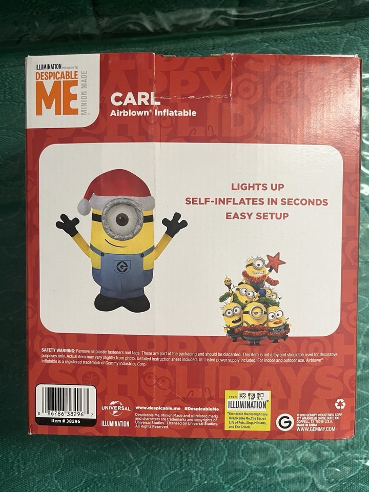Gemmy Inflatable Carl the Minion Wearing a Santa Hat - Holiday Yard ...