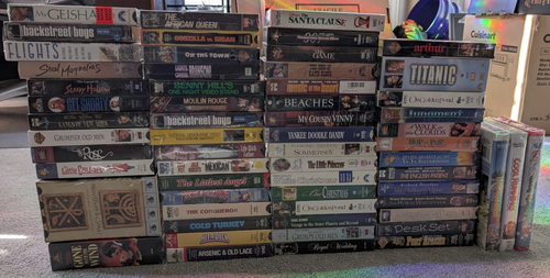 Large lot of SEALED like new VHS tapes - Watermarks - Blue reels - LOOK ...