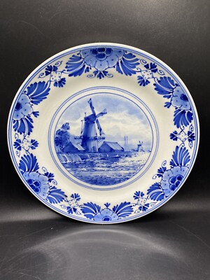 Vintage Delft Windmill White & Blue Plate Delft Decorative Plate Made ...