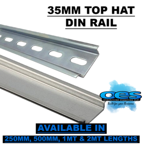 DIN RAIL 35MM TOP HAT PLAIN AND SLOTTED 250MM - 500MM - 1METRE - 2METRE ...