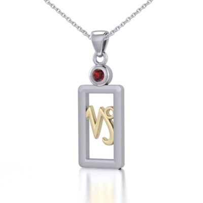 Capricorn Zodiac Sign Astrology 925 Sterling Silver Pendant Chain Set ...