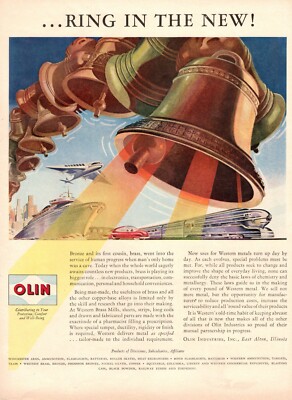 1946 vintage AD for OLIN INDUSTRIES , Ring in the New! Western Brass ...