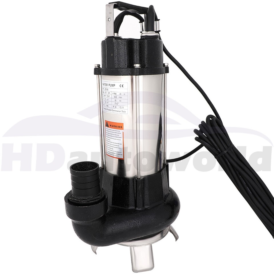 110V 1.5HP Sump Pump Industrial Sewage Cutter Grinder Cast iron ...
