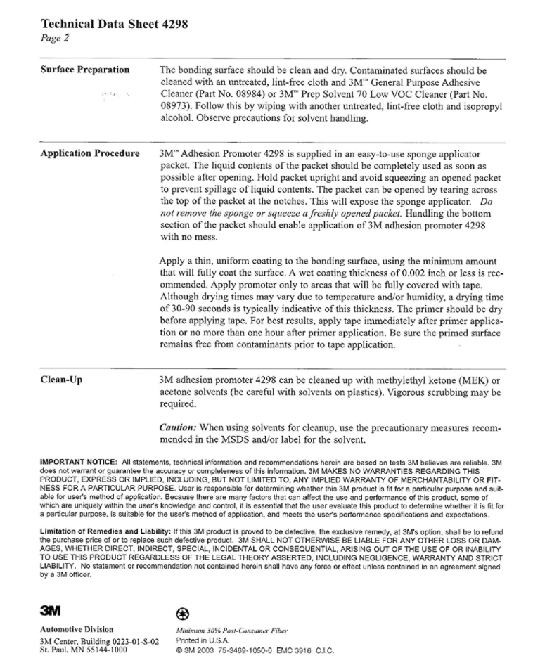 3M 4298 Automotive Adhesion Promoter/Sponge Applicator Packet | eBay