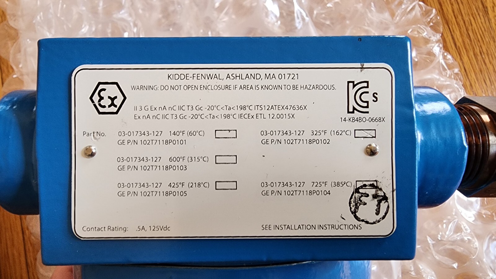 Fenwal 03-017343-127-325 Detect-a-Fire Heat Detector Assembly | eBay