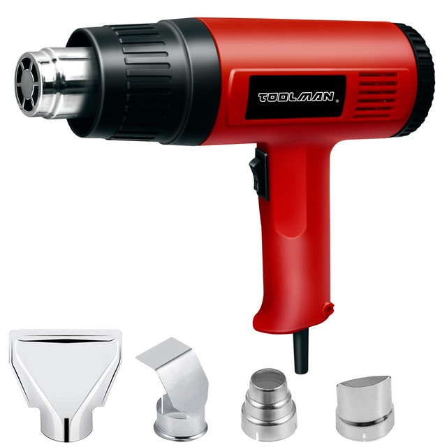 TOOLMAN Heat Gun 12.5 Amp Dual-Temperature Heavy Duty Hot Air Gun Kit ...