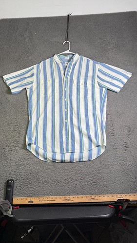 Vintage Chaps Ralph Lauren Button Down Shirt Vertical Striped Blue Mens Large | eBay