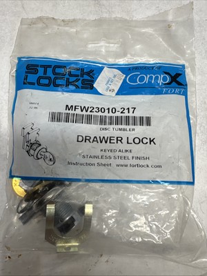 Comp X MFW23010-217 Stock Locks (Drawer Locks) Keyed Alike SS Finish ...