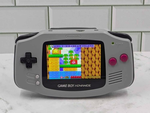 Gray Game Boy Advance GBA Console with iPS V5 Backlight Backlit LCD MOD ...