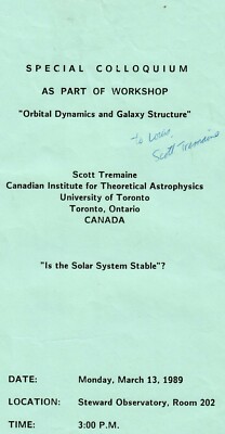 "Kuiper belt" Scott Tremaine Hand Signed Announcement Dated 1989 | eBay