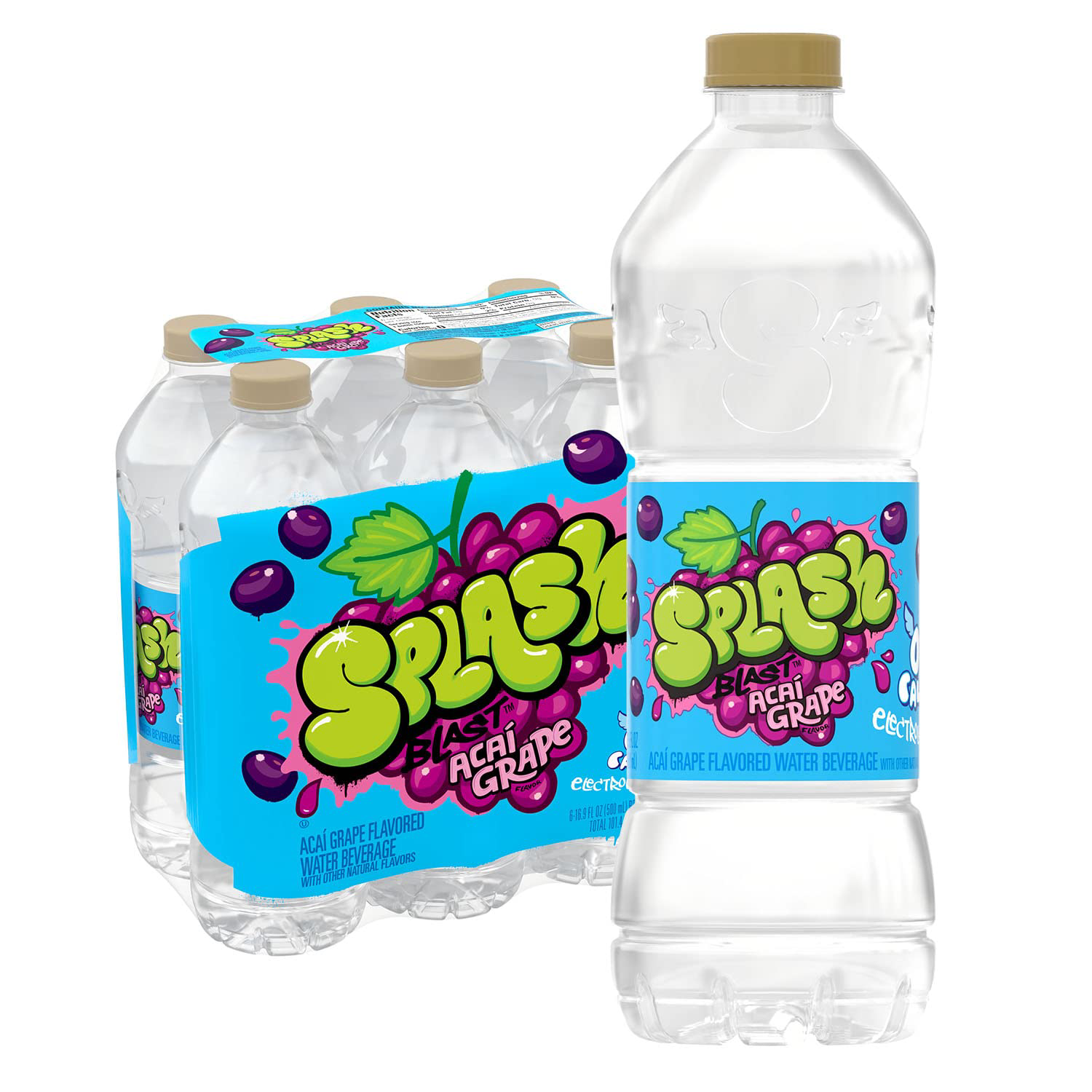 Splash Blast, Acai Grape Flavored Water, Zero Sugar, with Electrolytes ...