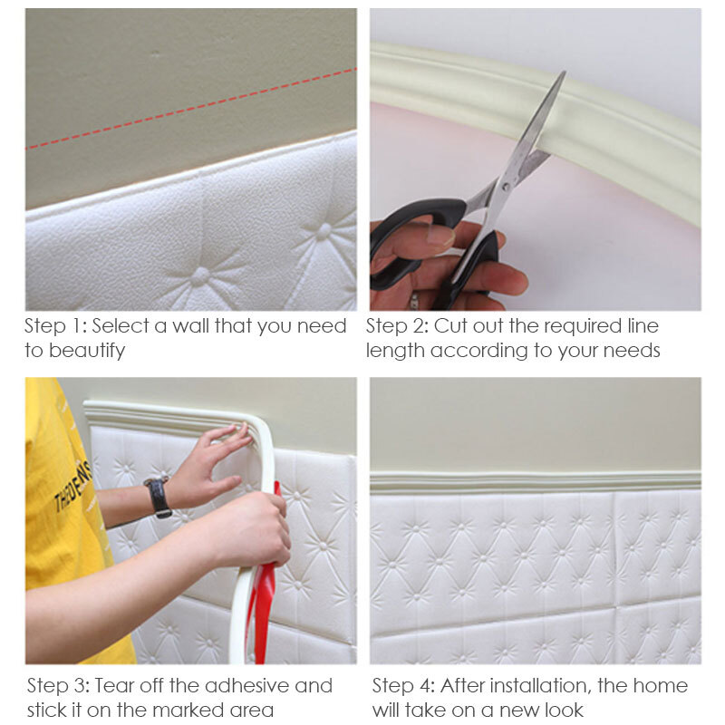 5Meter Self Adhesive Wall Sticker Skirting Border Waterproof Wallpaper ...