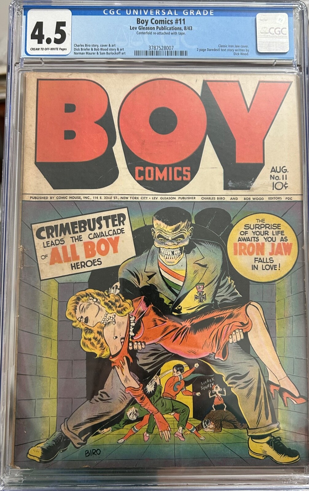 Boy Comics #11 CGC 4.5 Classic Iron Jaw Nazi Cover Scarce Golden Age | eBay