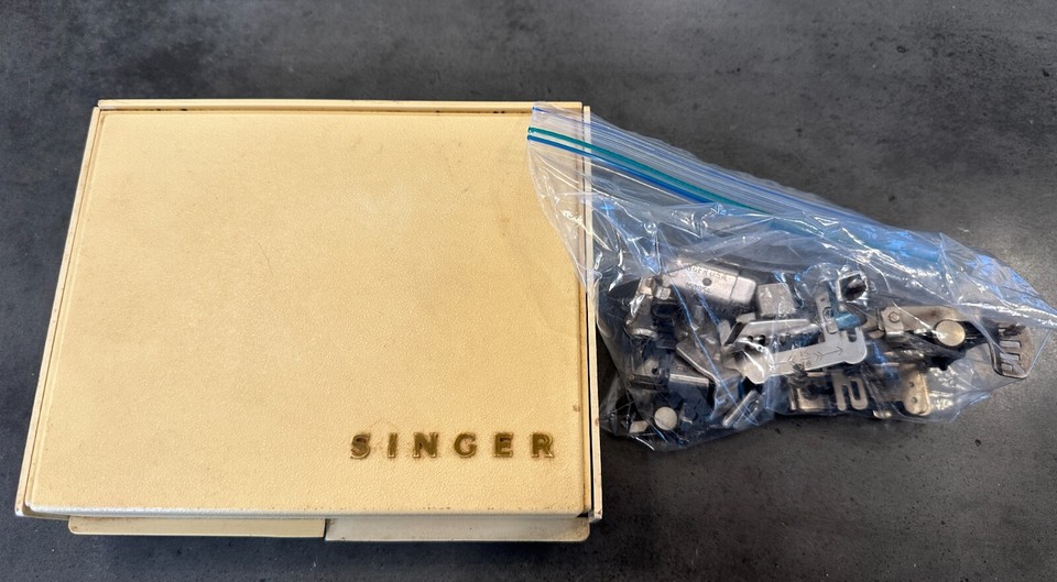 Vintage Singer Sewing Machine Accessories Box With Parts & Attachments ...