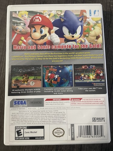 Nintendo Wii Mario & Sonic At The Olympic Games Bejing 2008 Sega Video ...