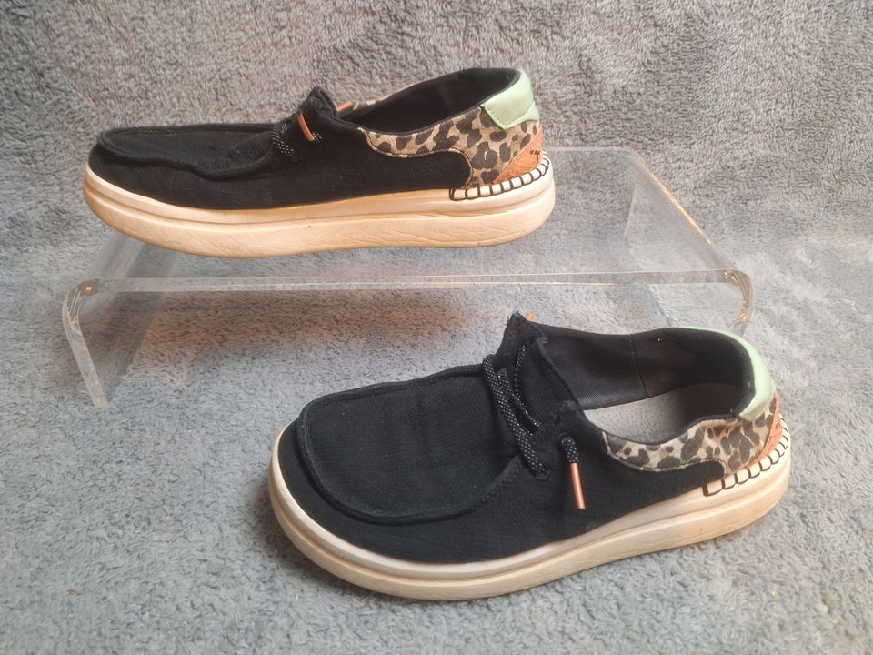 Hey Dude Shoes Womens 8 Black Jungle Funk Leopard Wendy Rise Slip On ...