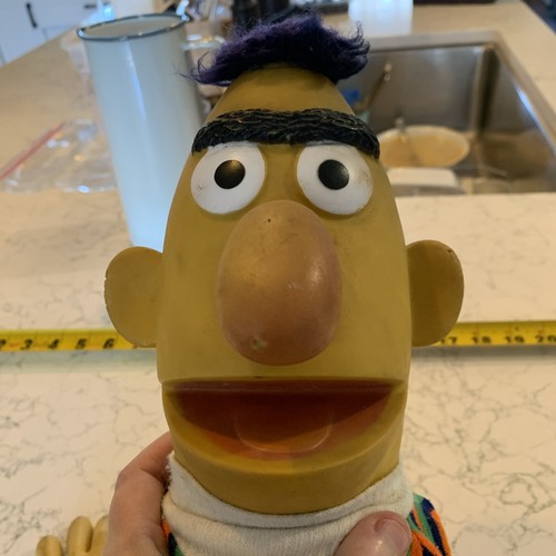 Vintage 1970’s Sesame Street Bert Hand Puppet Muppets Hard Plastic Head ...