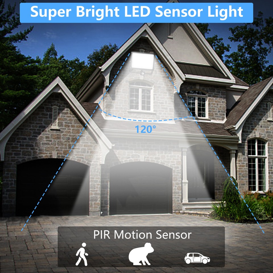 10W-100W LED Floodlight PIR Sensor Motion Security Flood Light Lamp ...