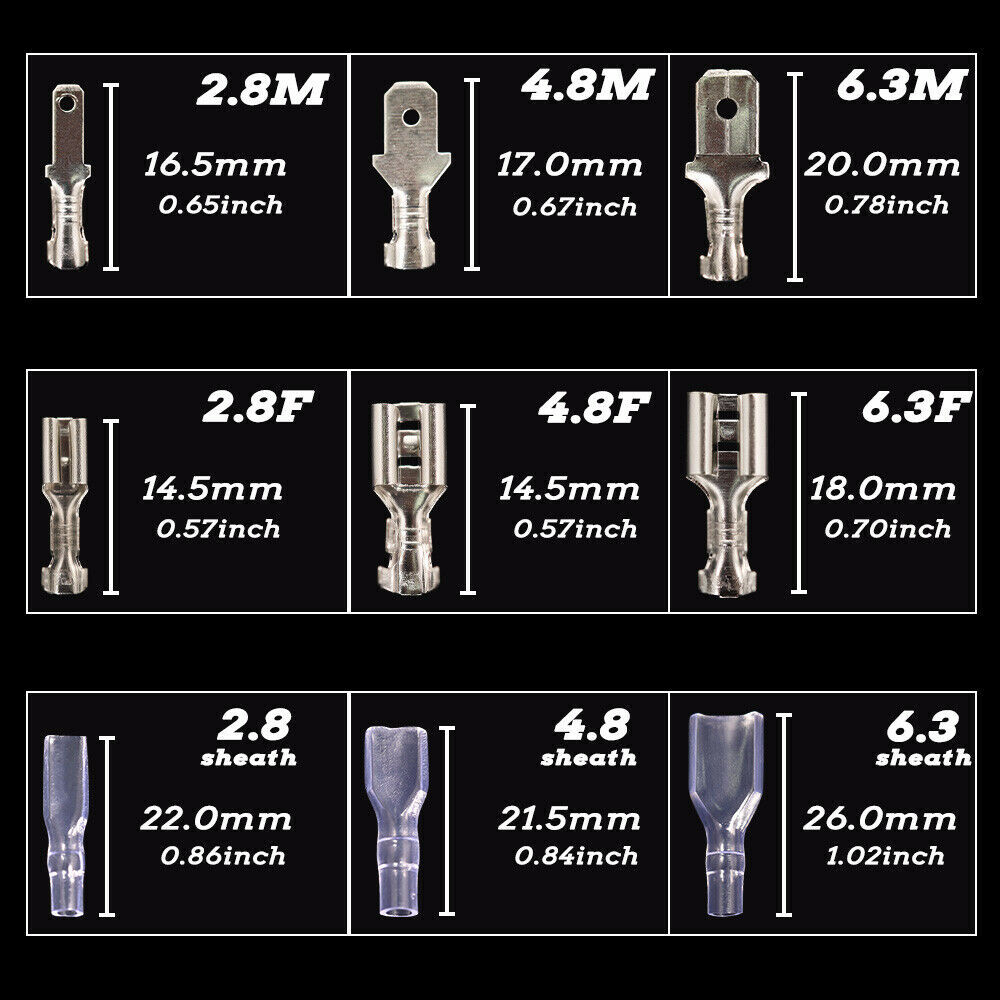 900pcs Automotive Spade Electrical Wire Connectors Kit Male Female ...