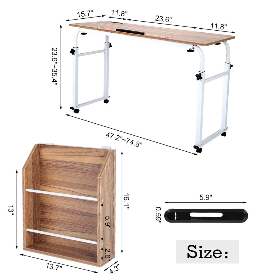 Multifunction Over Bed Computer Table Desk W/Storage & Rolling Wheel | eBay