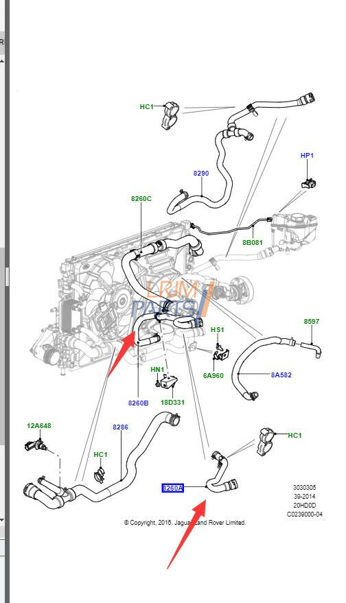 Genuine Land Rover Evoque LR2 Discovery 2.0L HOSE COOLING SET LR054981 ...