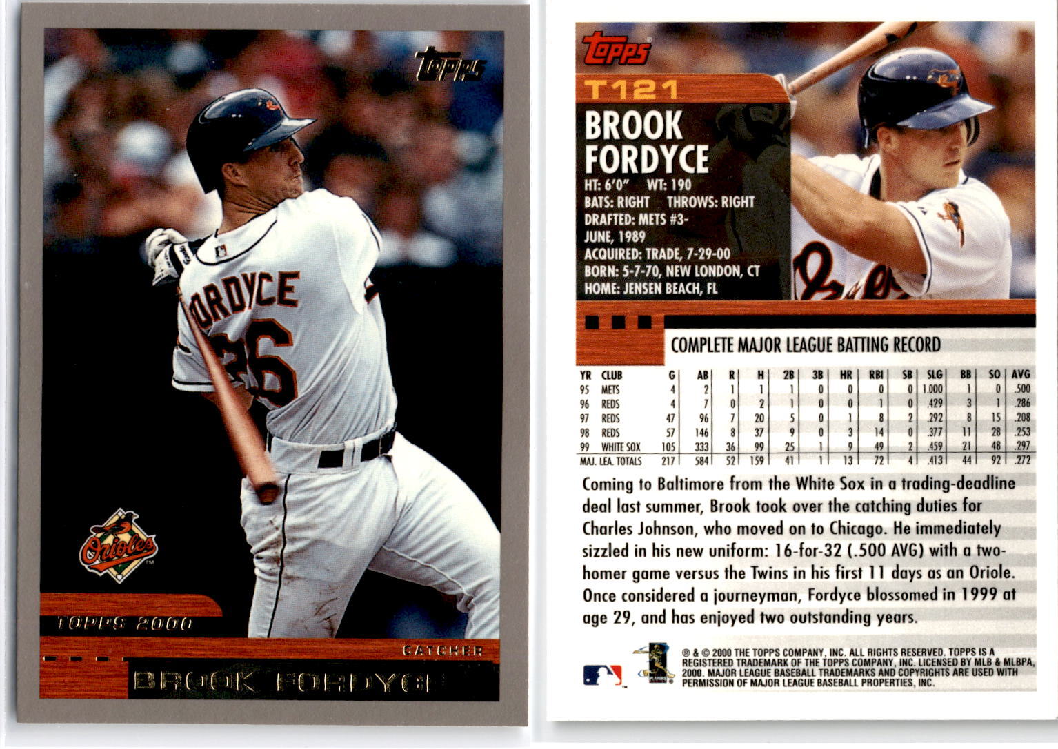 2000 Topps Traded & Rookies #T121 Brook Fordyce - Baltimore Orioles | eBay