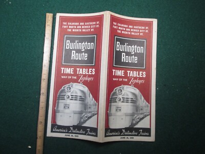 1949 C&S - Ft.W&DC - WV - CB&Q Burlington Railroad Public Timetable 19 ...
