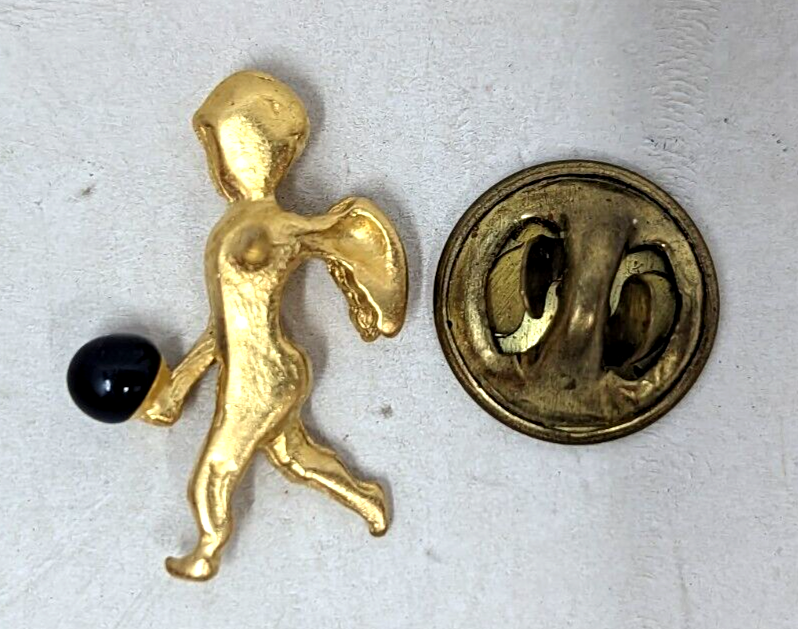 VTG Gold Tone Angel Cupid Bowling Sports Souvenir Lapel Hat Pin Pinback ...