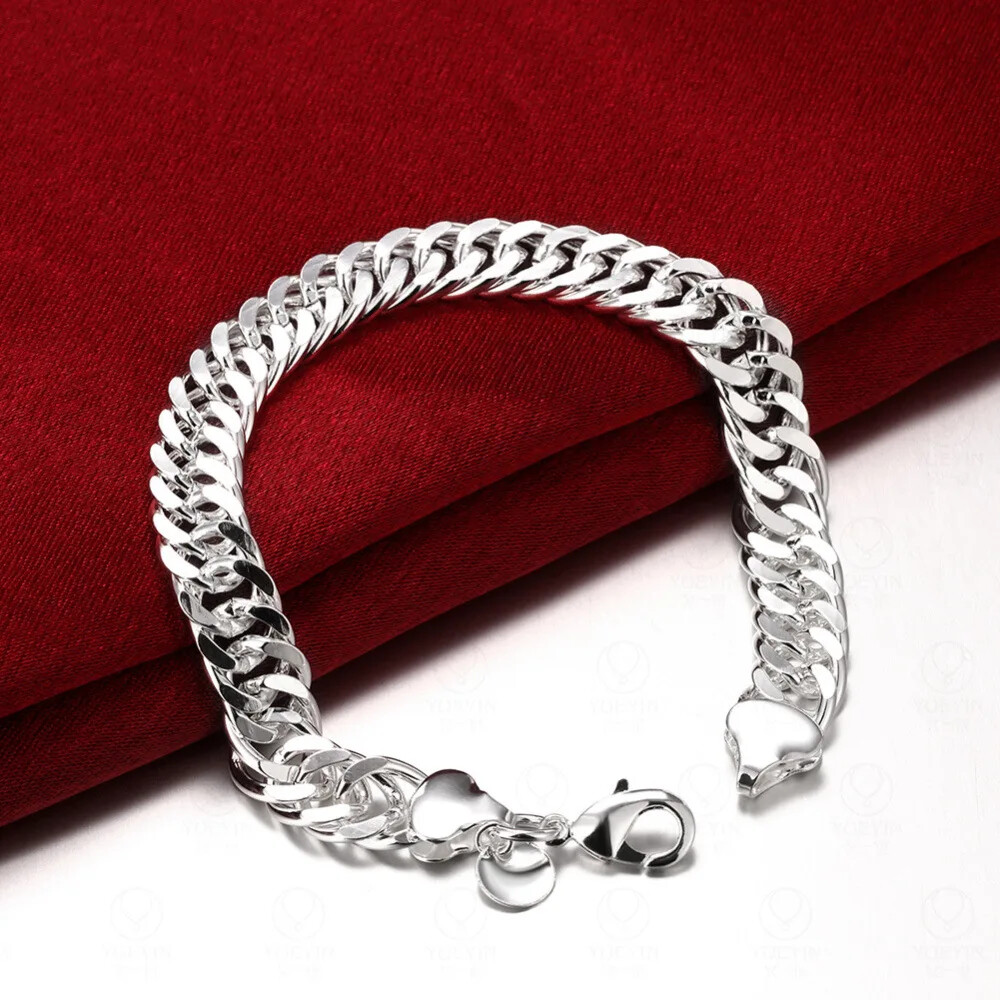 Hot Sale 925 Sterling Silver 10mm Men Hand Chain Bracelet Party Jewelry ...